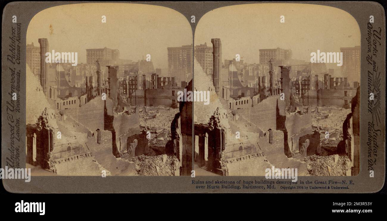 Ruins and skeletons of huge buildings destroyed in the great fire -- N ...