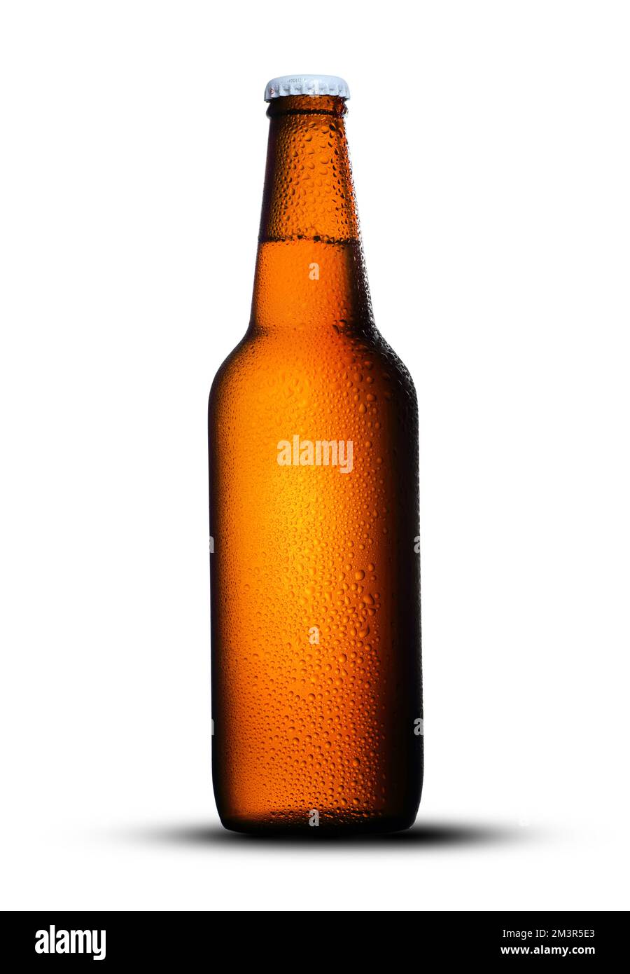 brown full bottle with beer isolated on white background Stock Photo ...