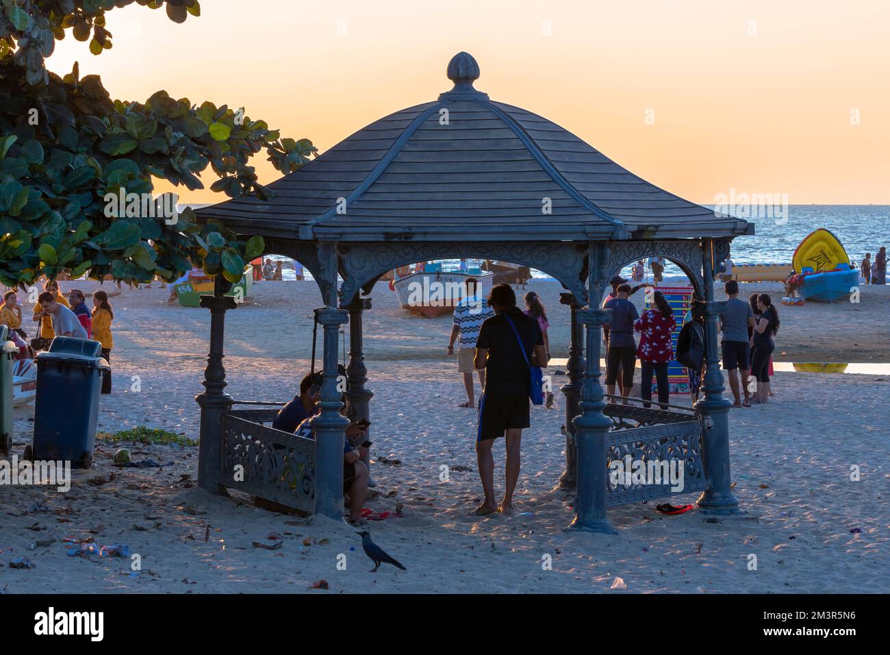 Beautiful sunset on the beach Colva Beach - South Goa, India Stock ...