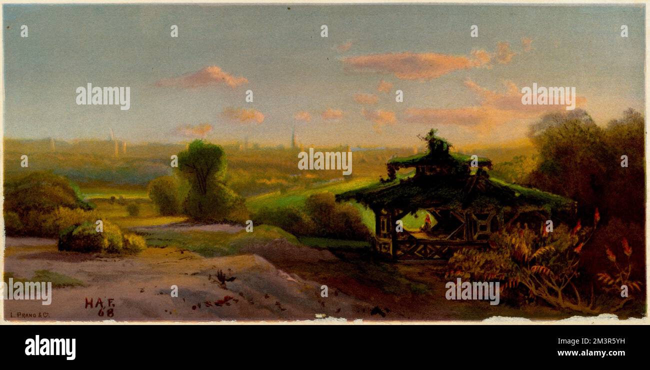 Rustic summer house , Houses, Cities & towns. Louis Prang & Company ...