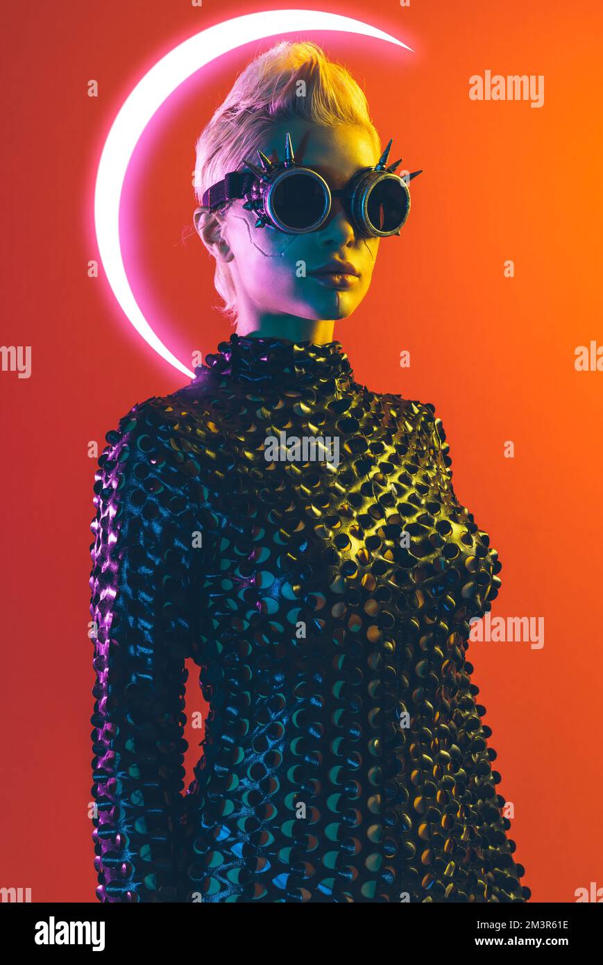 Representation of a bionic super human with advanced technology parts ...