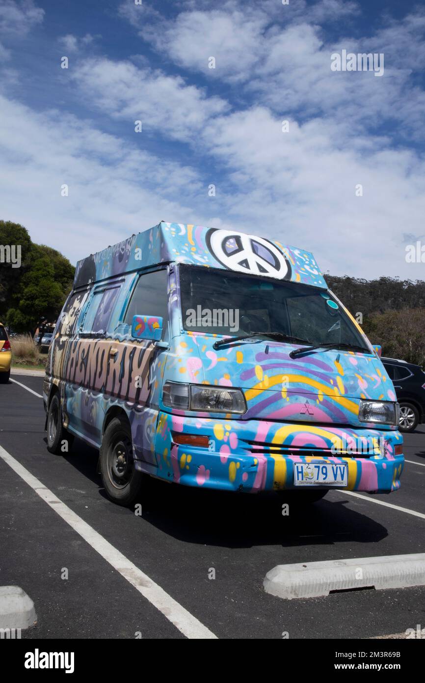 Mitsubishi Camper Van recreated to be a Jimi Hendrix Hippy Van Stock ...
