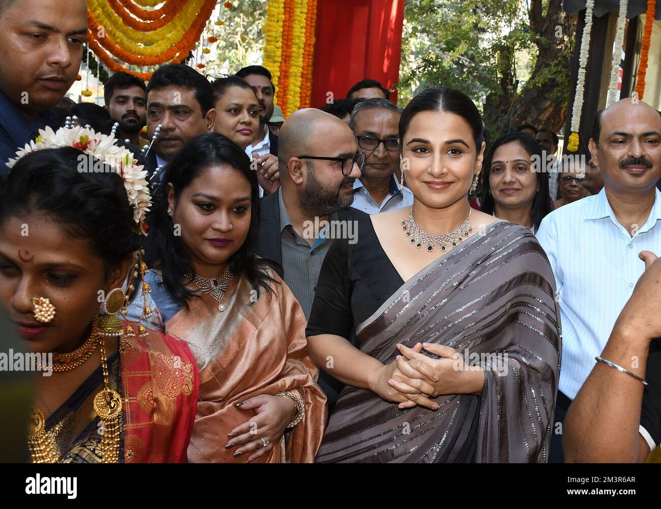 Bollywood actress Vidya Balan arrives for the launch of a gold and ...