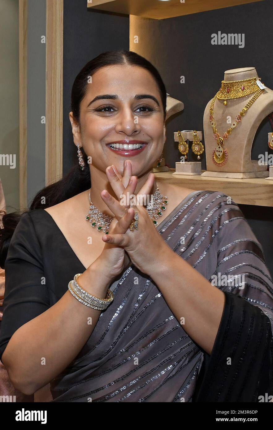 Bollywood actress Vidya Balan poses for a photo during the launch of a ...