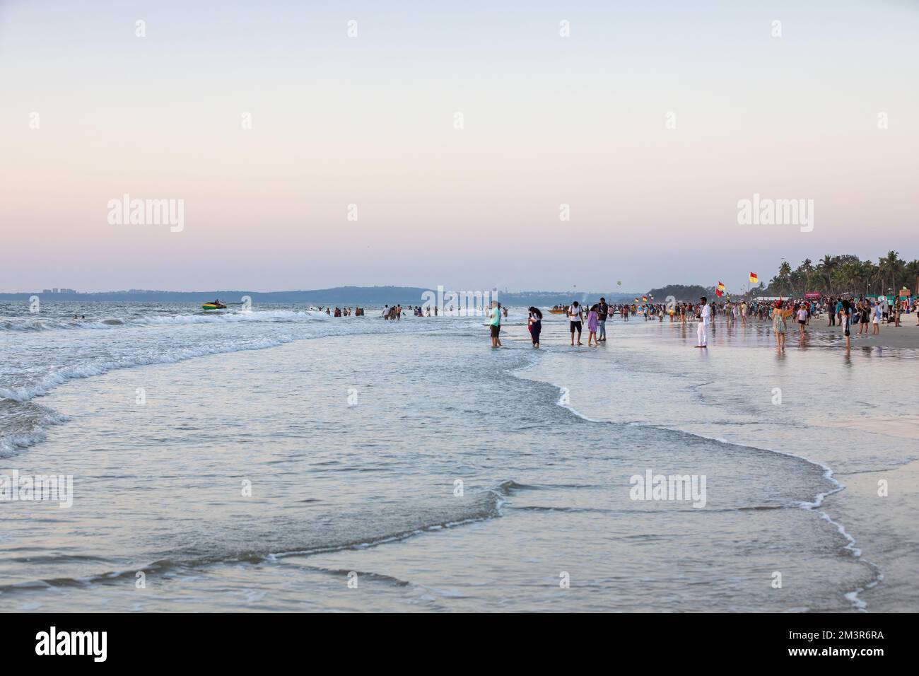 Beautiful sunset on the beach Colva Beach - South Goa, India Stock ...