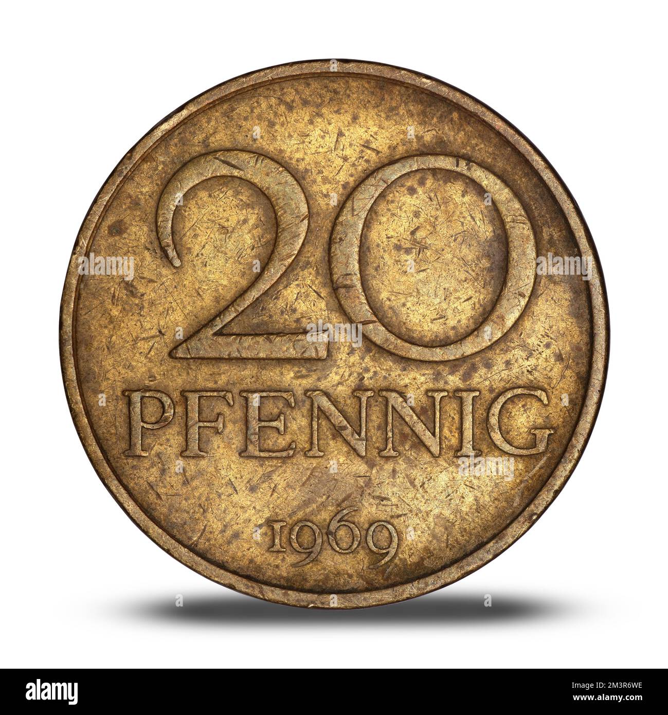 German twenty pfennig from 1969 on a white background Stock Photo - Alamy