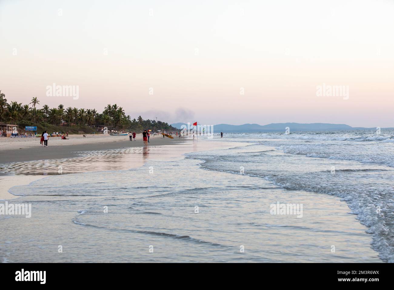 Beautiful sunset on the beach Colva Beach - South Goa, India Stock ...