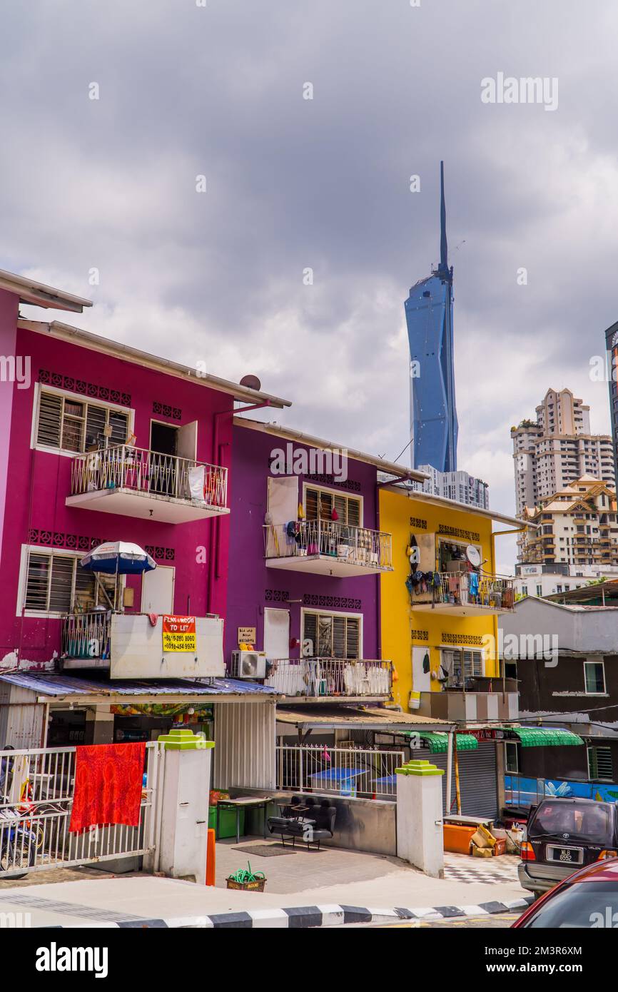 A low-angle of Merdeka 118 tower seen from Petronas Towers, Kuala ...