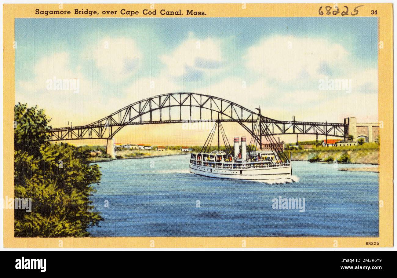 Sagamore Bridge, over Cape Cod Canal, Mass. , Bridges, Tichnor Brothers ...