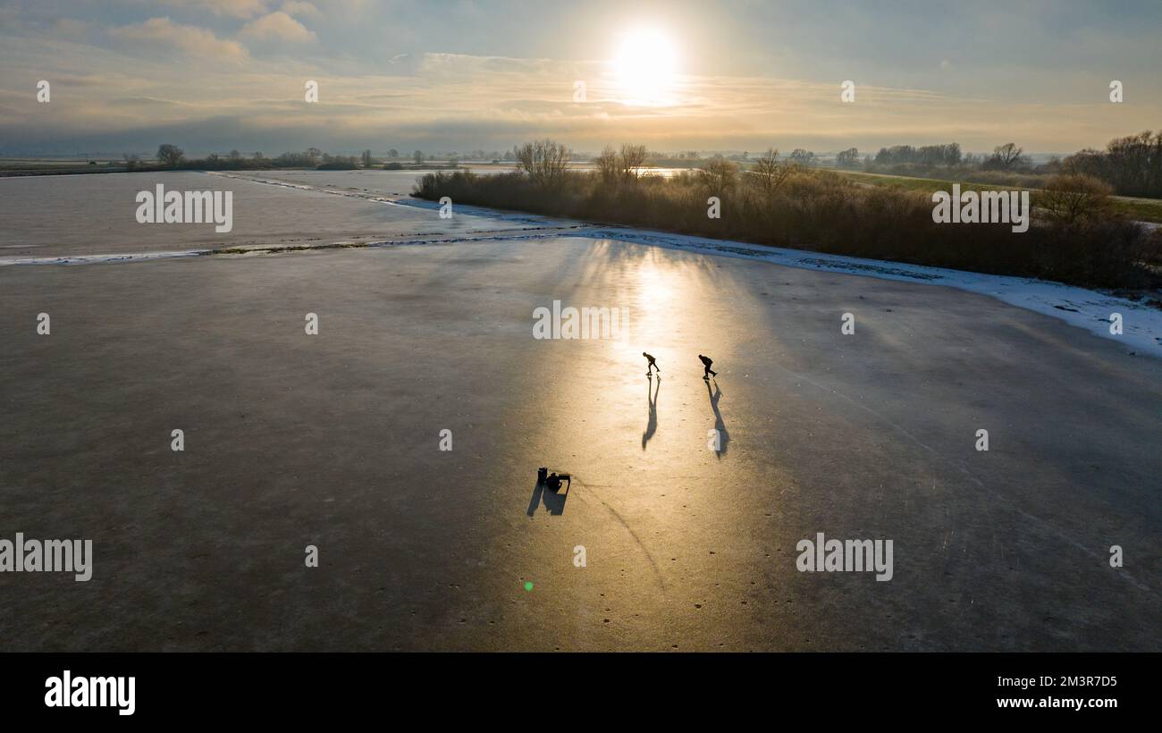 Picture dated December 14th show a vast natural ice rink near Ely in ...