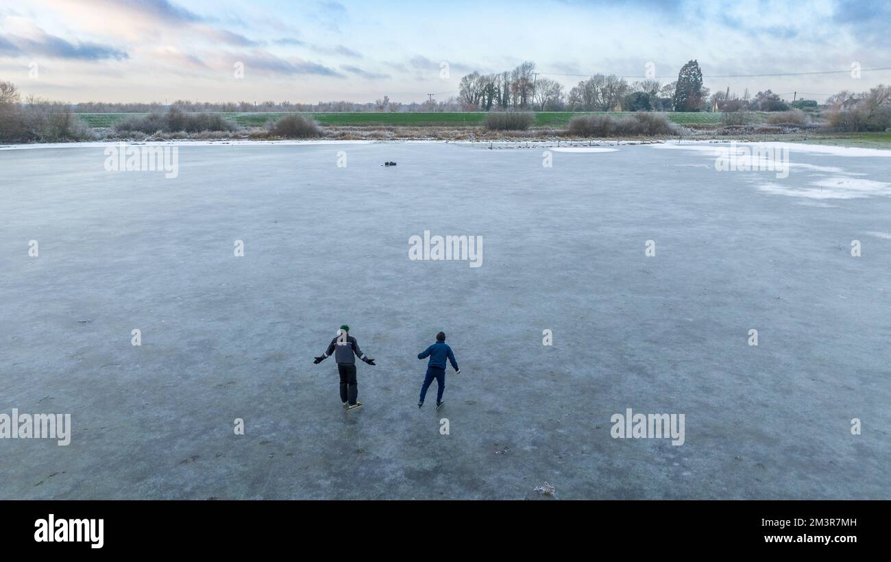 Picture dated December 14th show a vast natural ice rink near Ely in ...