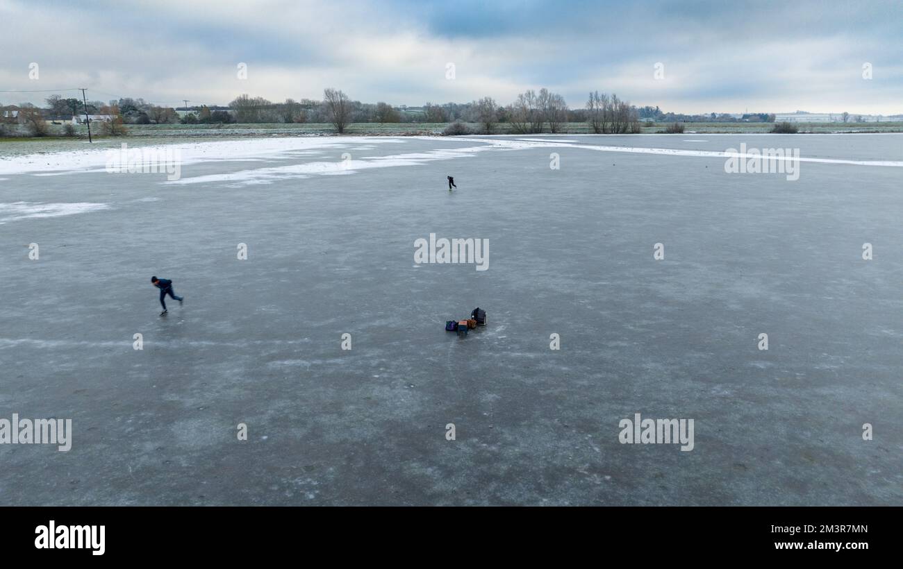 Picture dated December 14th show a vast natural ice rink near Ely in ...