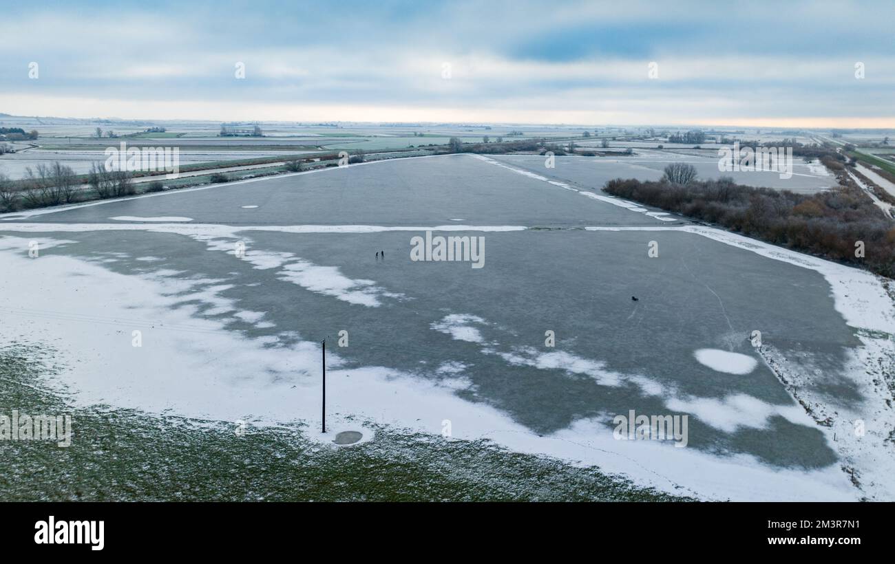 Picture dated December 14th show a vast natural ice rink near Ely in ...
