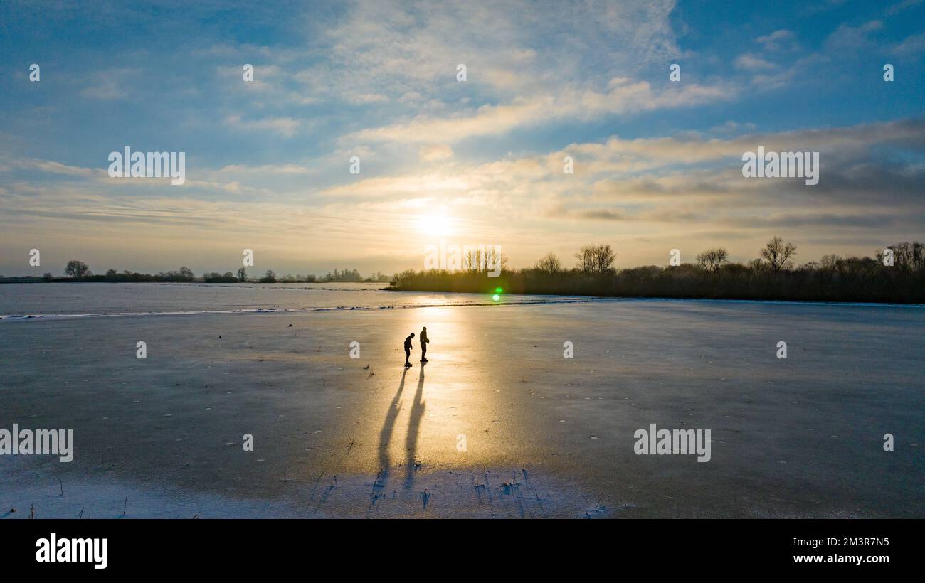 Picture dated December 14th show a vast natural ice rink near Ely in ...