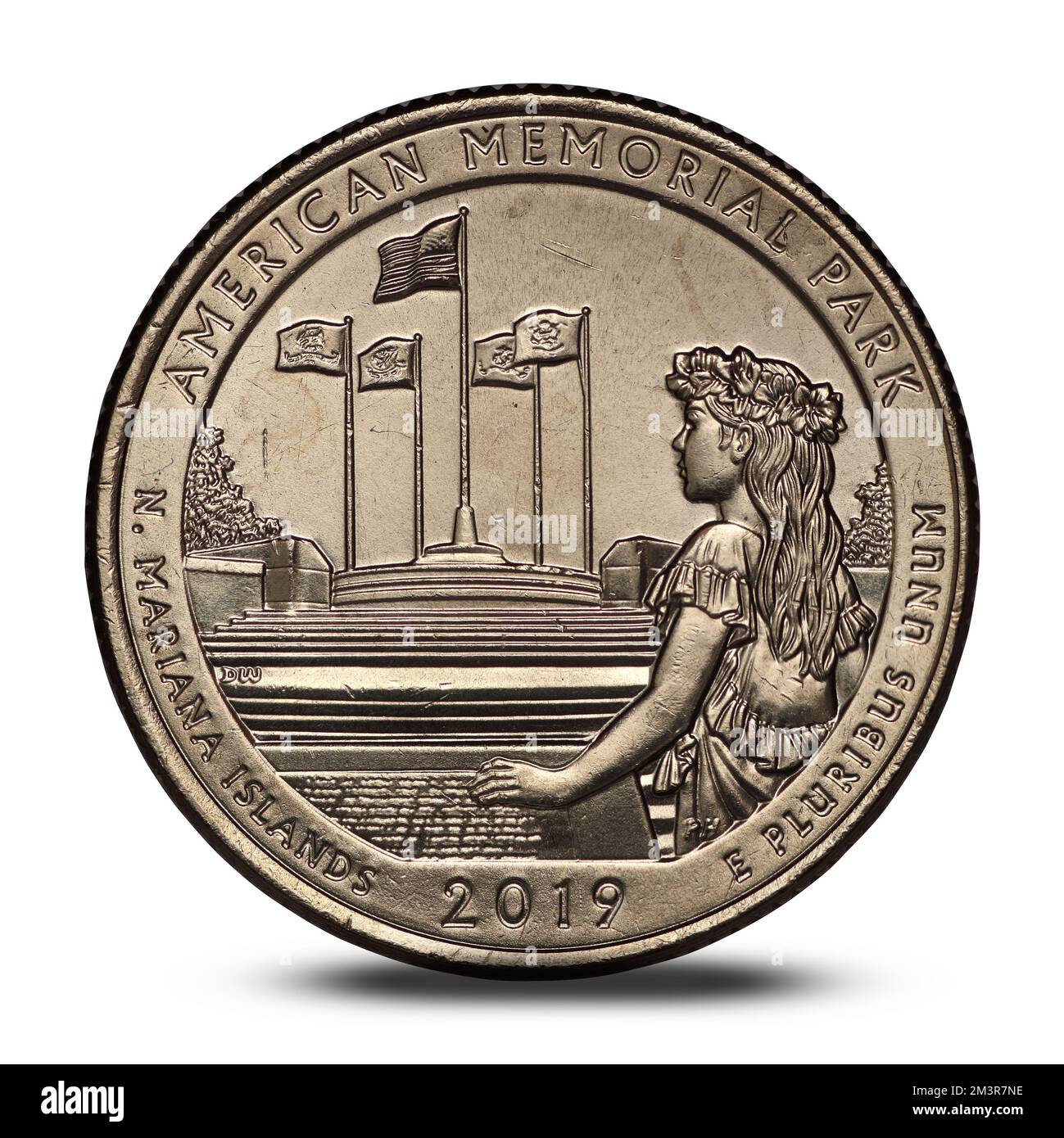 american quarter dollar coin from 2019 on white background Stock Photo ...