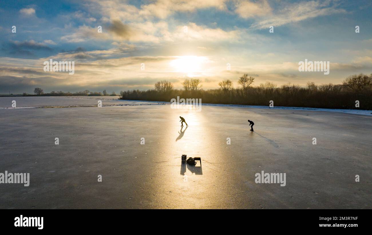 Picture dated December 14th show a vast natural ice rink near Ely in ...