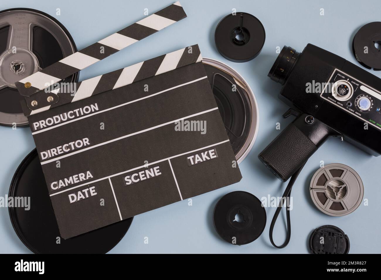 Cinema equipment table Stock Photo - Alamy