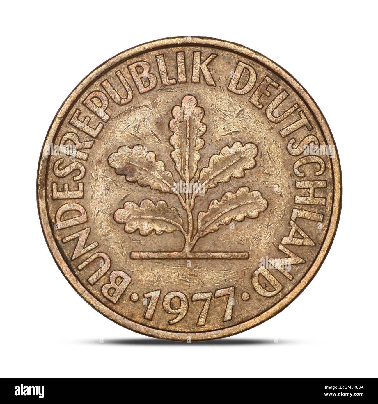 German ten pfennig from 1977 on a white background Stock Photo - Alamy