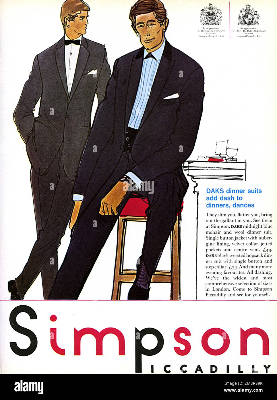 Advertisement for Daks dinner suits at Simpson Piccadilly Stock Photo ...