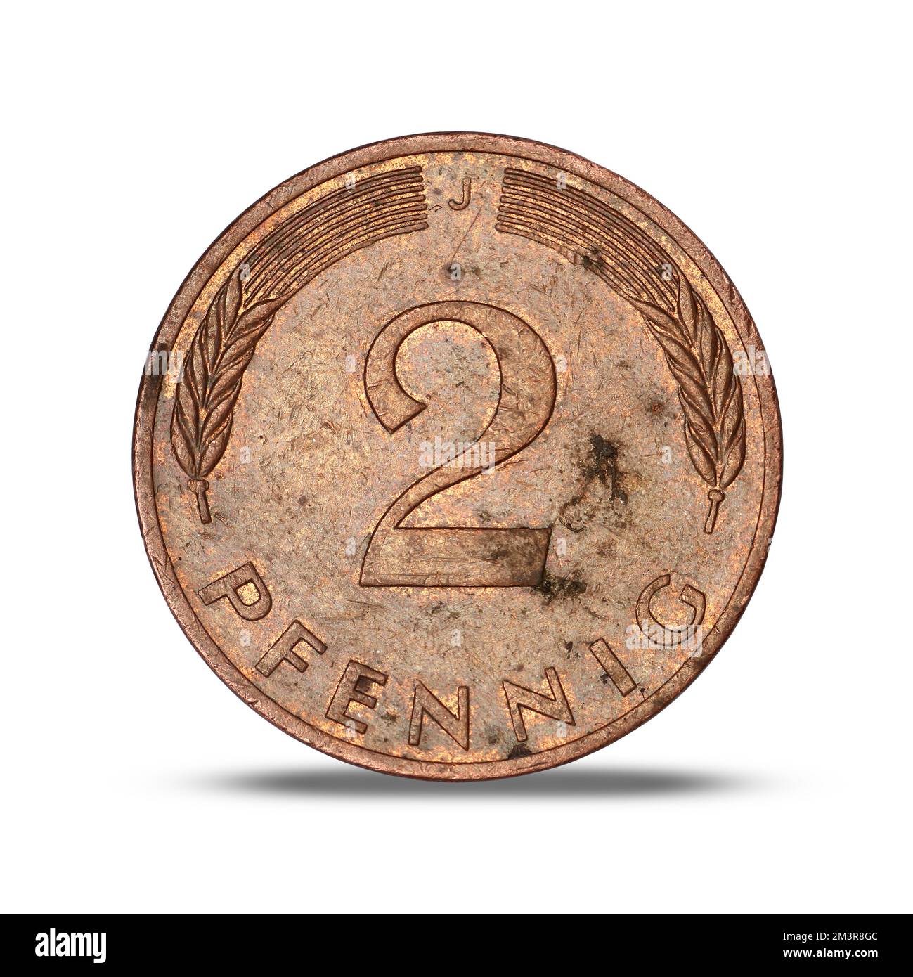 German two pfennig coin from 1978 on a white background Stock Photo - Alamy