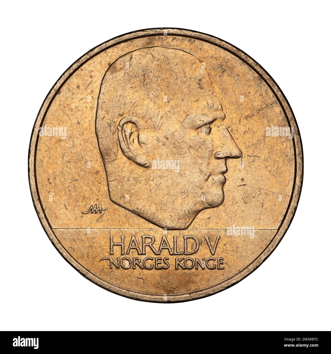 Norwegian 20 kroner coin with head isolated on white Stock Photo - Alamy