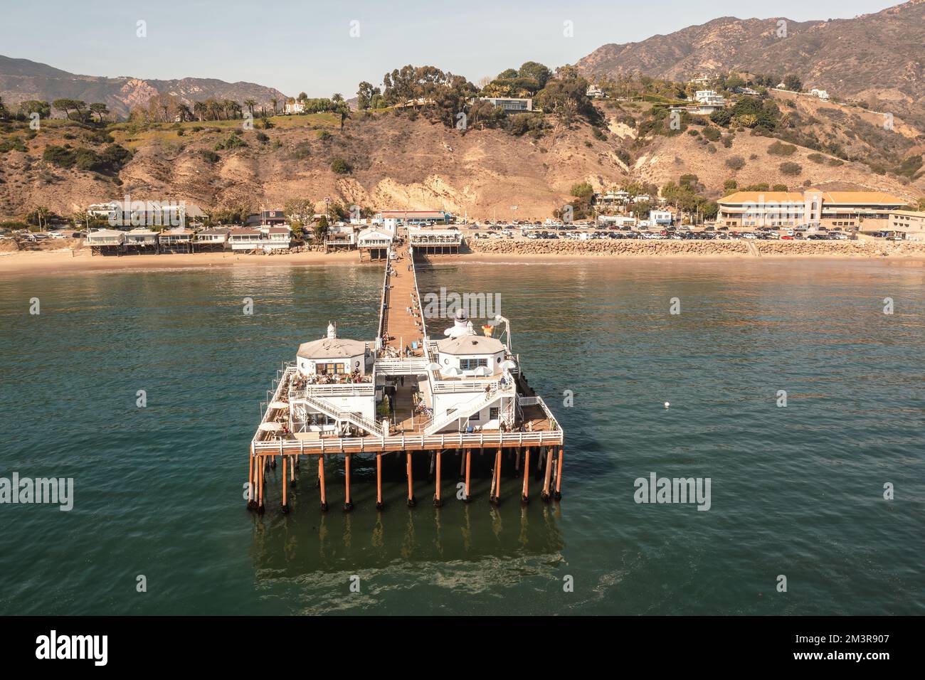Aerial of historic Malibu Pier, Pacific Coast Highway Stock Photo - Alamy