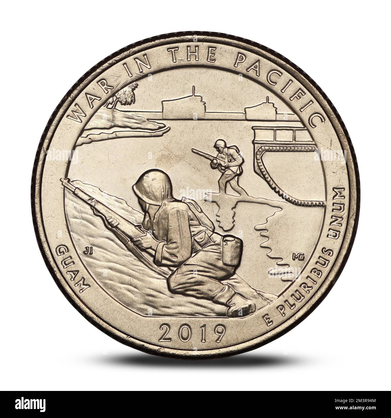 american quarter dollar coin from 2019 on white background Stock Photo ...