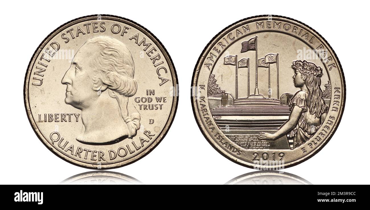 american quarter dollar coin from 2019 on white background Stock Photo ...