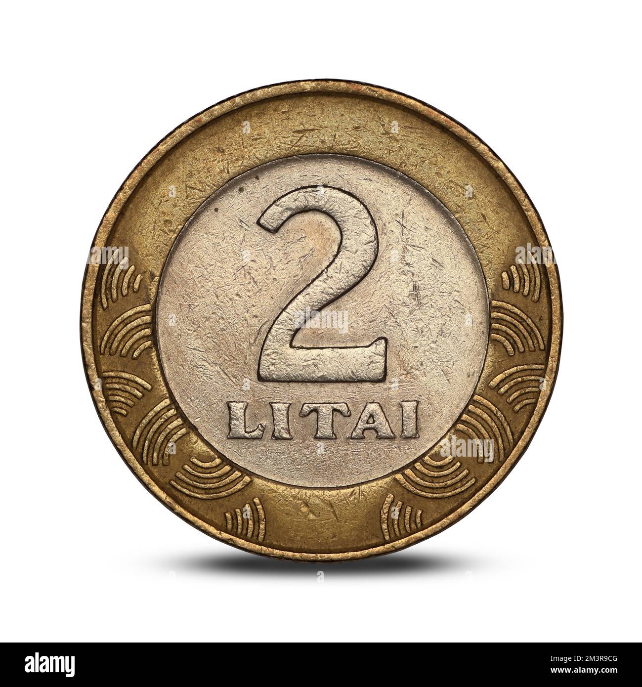 Lithuanian two litai coin of 1999 isolated on white background Stock ...
