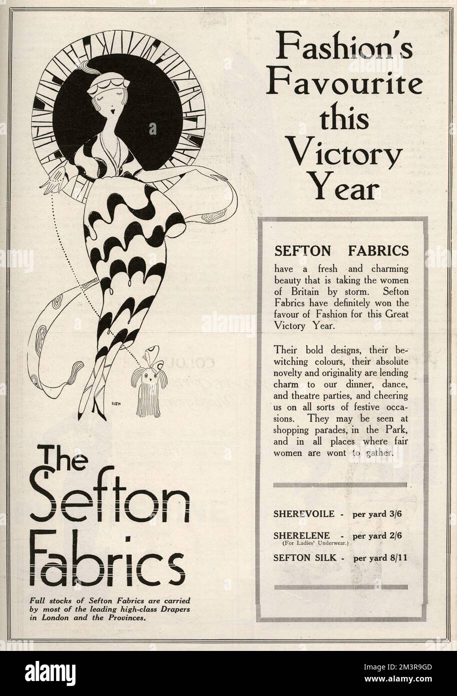 Sefton Fabrics advertisement 1919 - Victory Year Stock Photo - Alamy