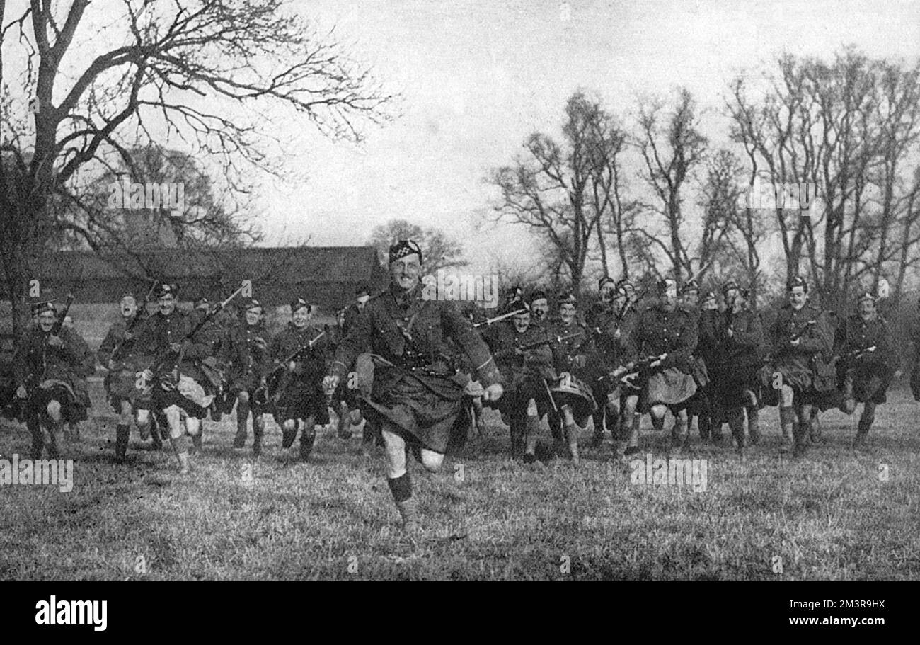 John Lauder, son of Harry, leading practice charge, WW1 Stock Photo - Alamy