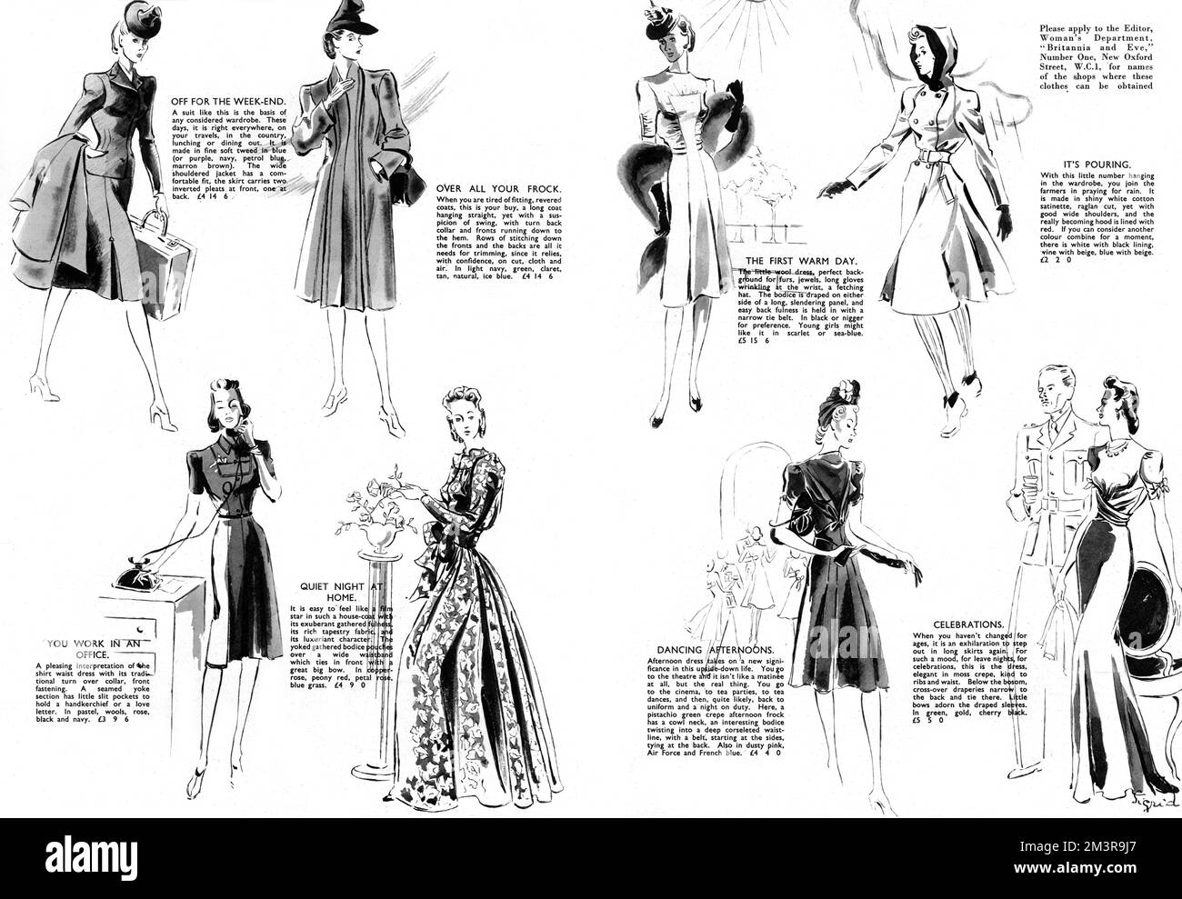 Wartime fashion article, Britannia and Eve magazine, 1941 Stock Photo ...