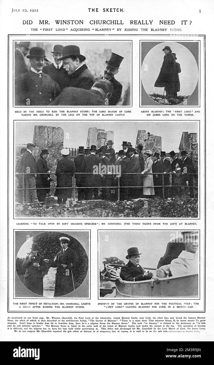 Winston Churchill kissing the Blarney Stone Stock Photo - Alamy