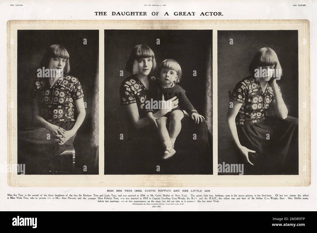 Miss Iris Tree (Mrs Curtis Moffatt) wiht her son, 1920 Stock Photo - Alamy