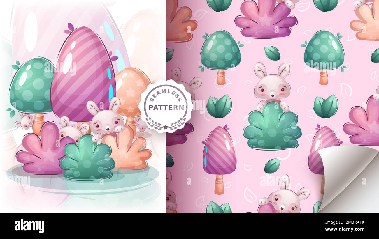 Seamless rabbit pattern easter Stock Vector Images - Alamy