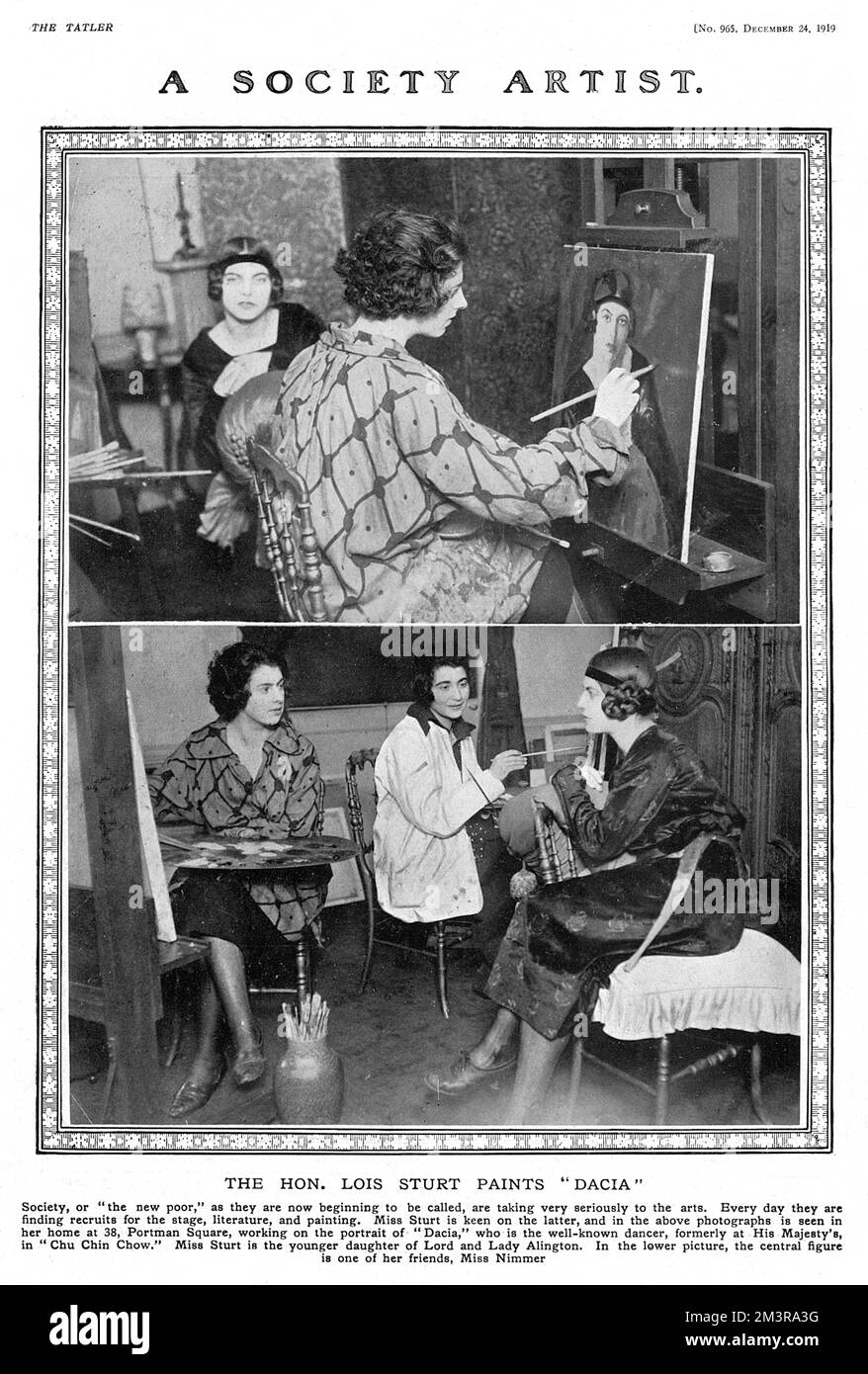 Society girl turned painter, the Hon. Lois Sturt shown in the studio ...