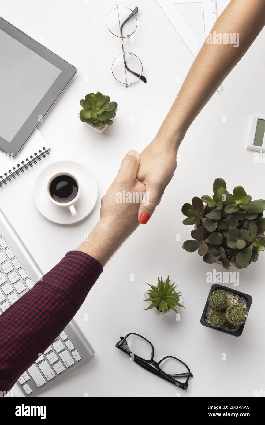 People hand shaking office desk. Resolution and high quality beautiful ...