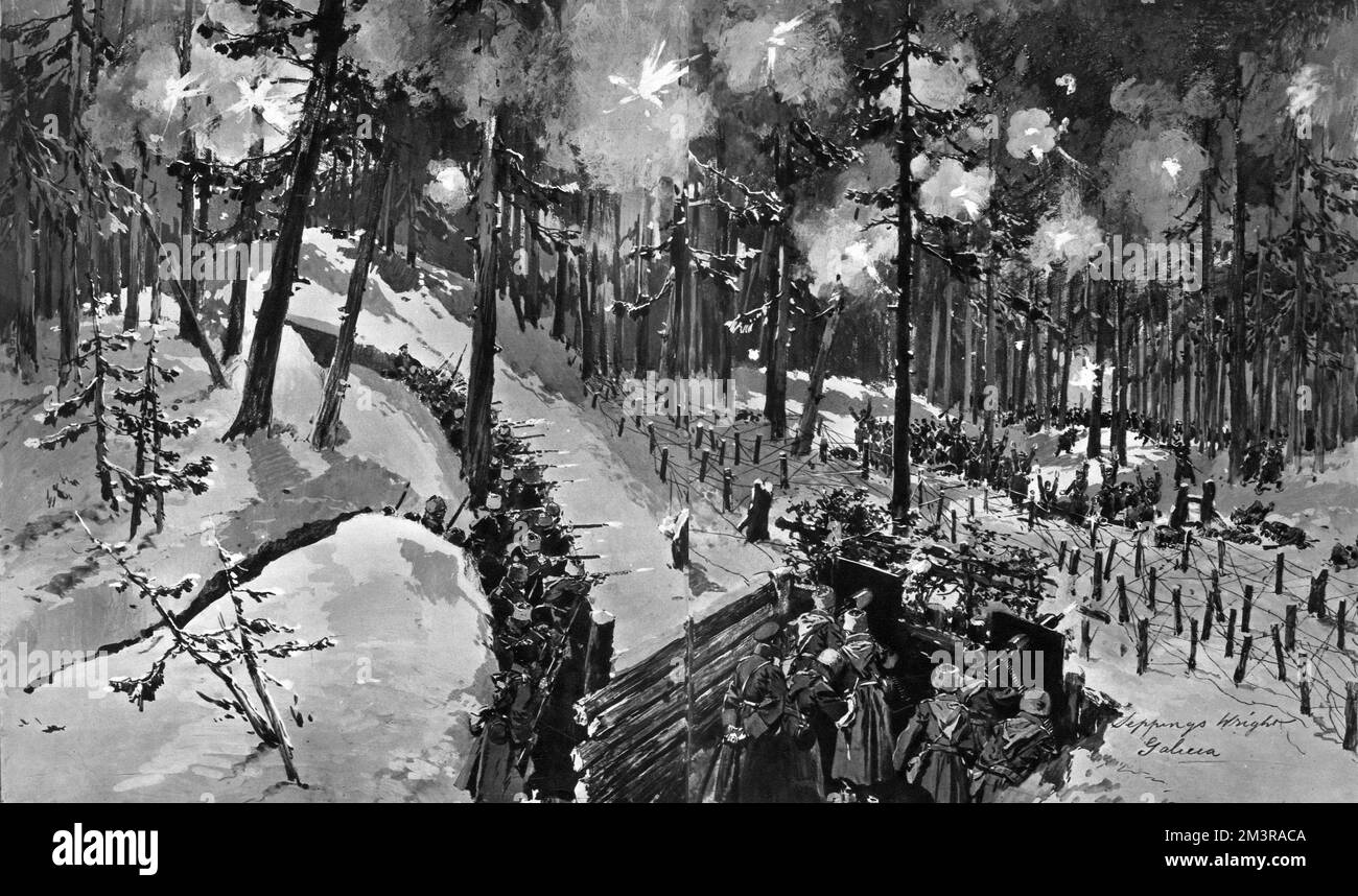Austrian attack on Russian trenches, Carpathians, WW1 Stock Photo - Alamy