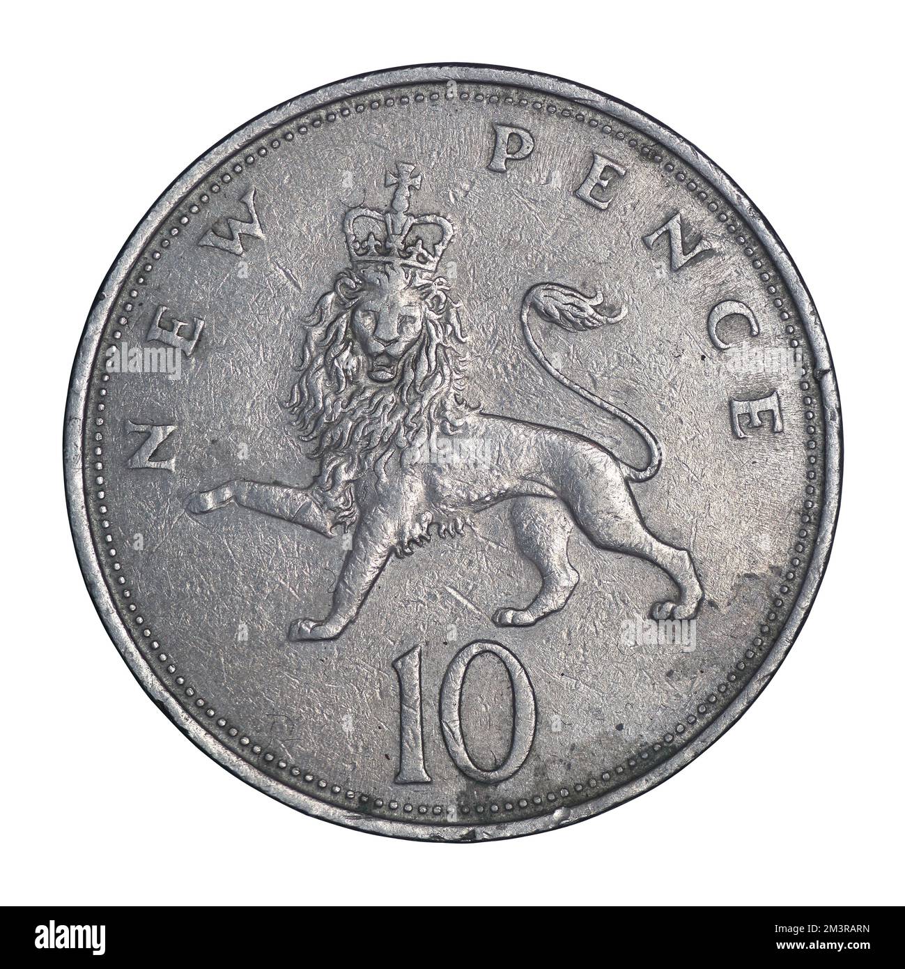 English ten pence from 1969 on a white background Stock Photo - Alamy