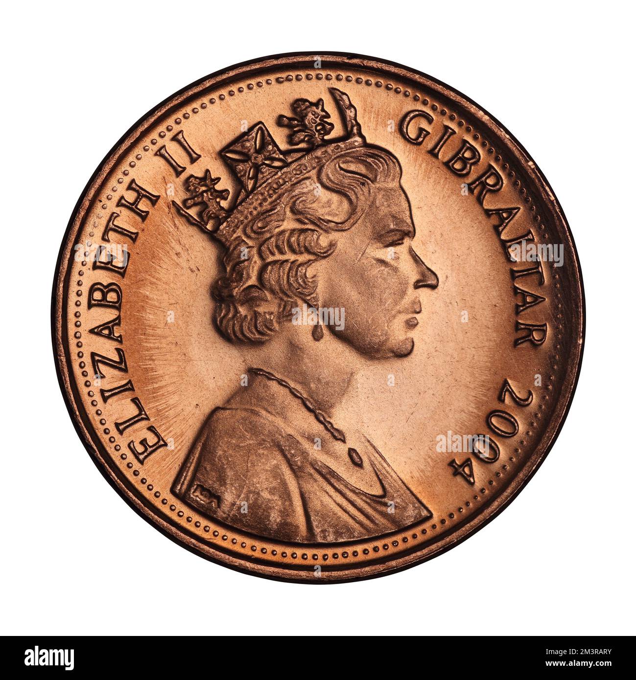 one penny coin from 2004 on a white background Stock Photo - Alamy