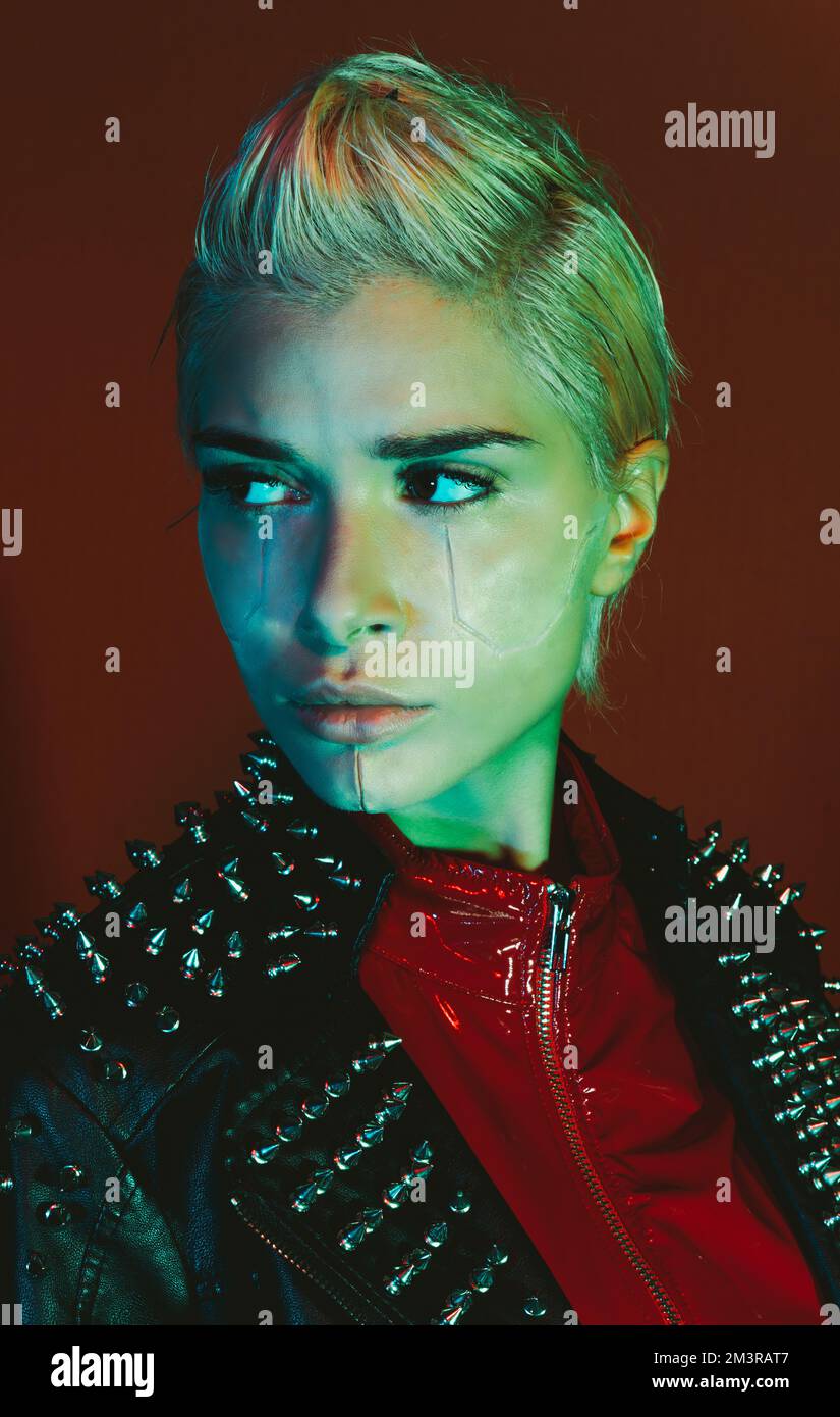 Representation of a bionic super human with advanced technology parts ...