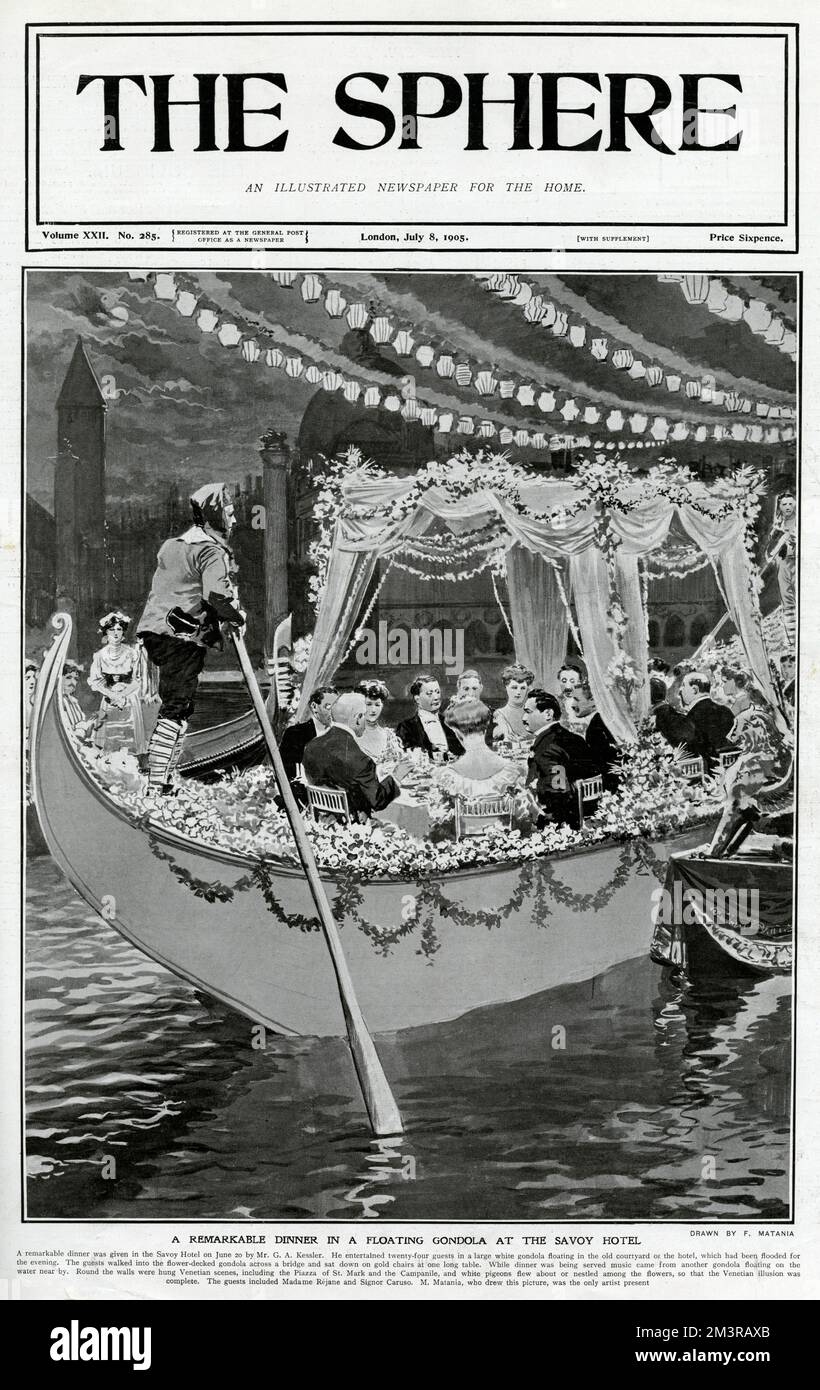 Sphere cover - floating gondola at the Savoy by Matania Stock Photo - Alamy