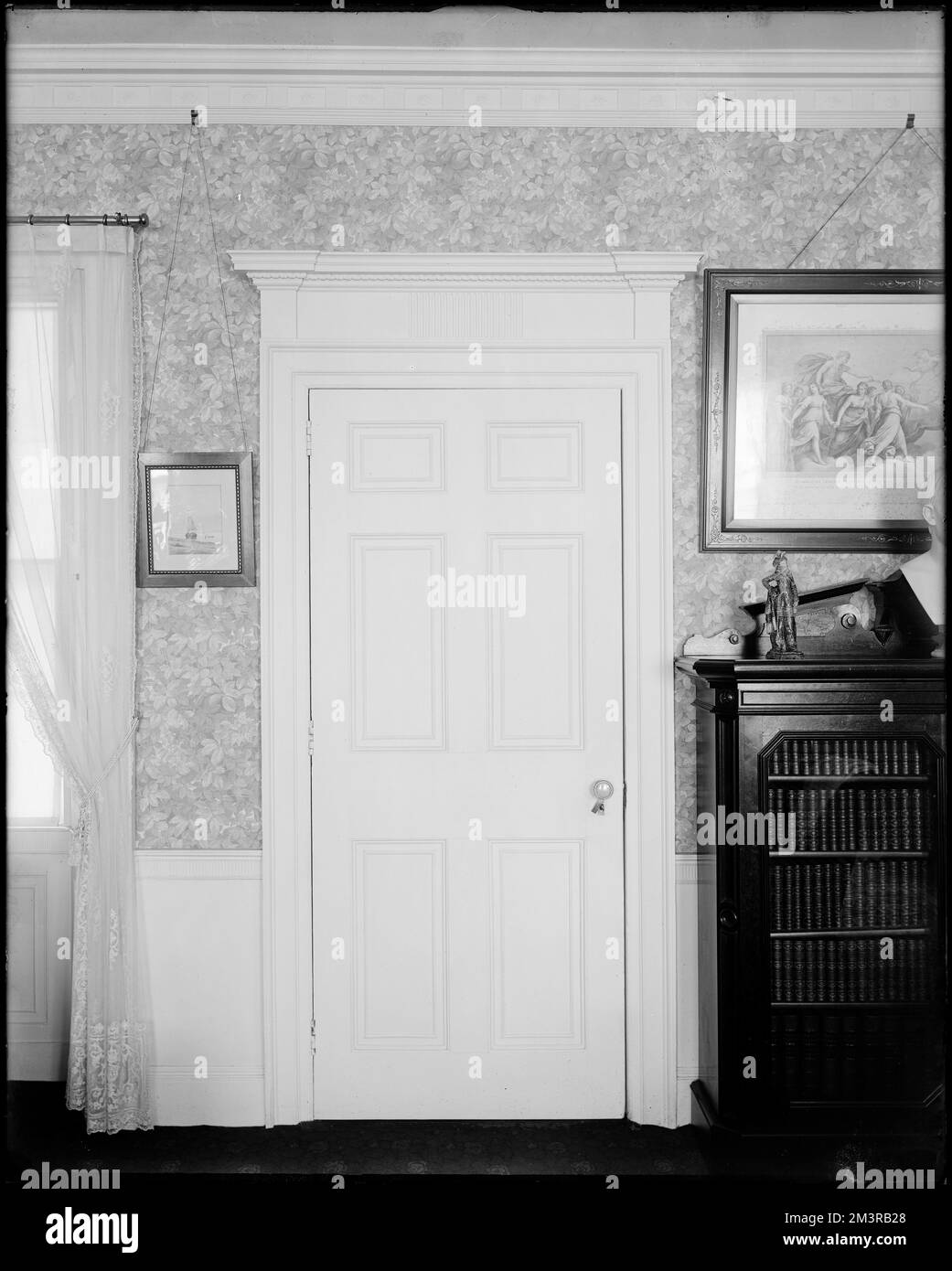 Salem, 128 Essex Street, interior detail, west parlor, door, Joseph ...