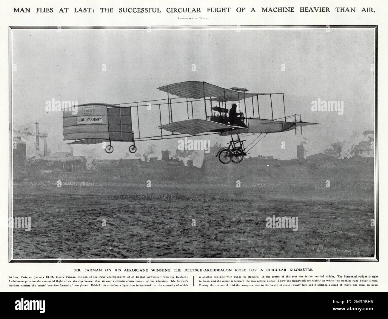 Henri Farman - Flight of One Kilometre 1908 Stock Photo - Alamy