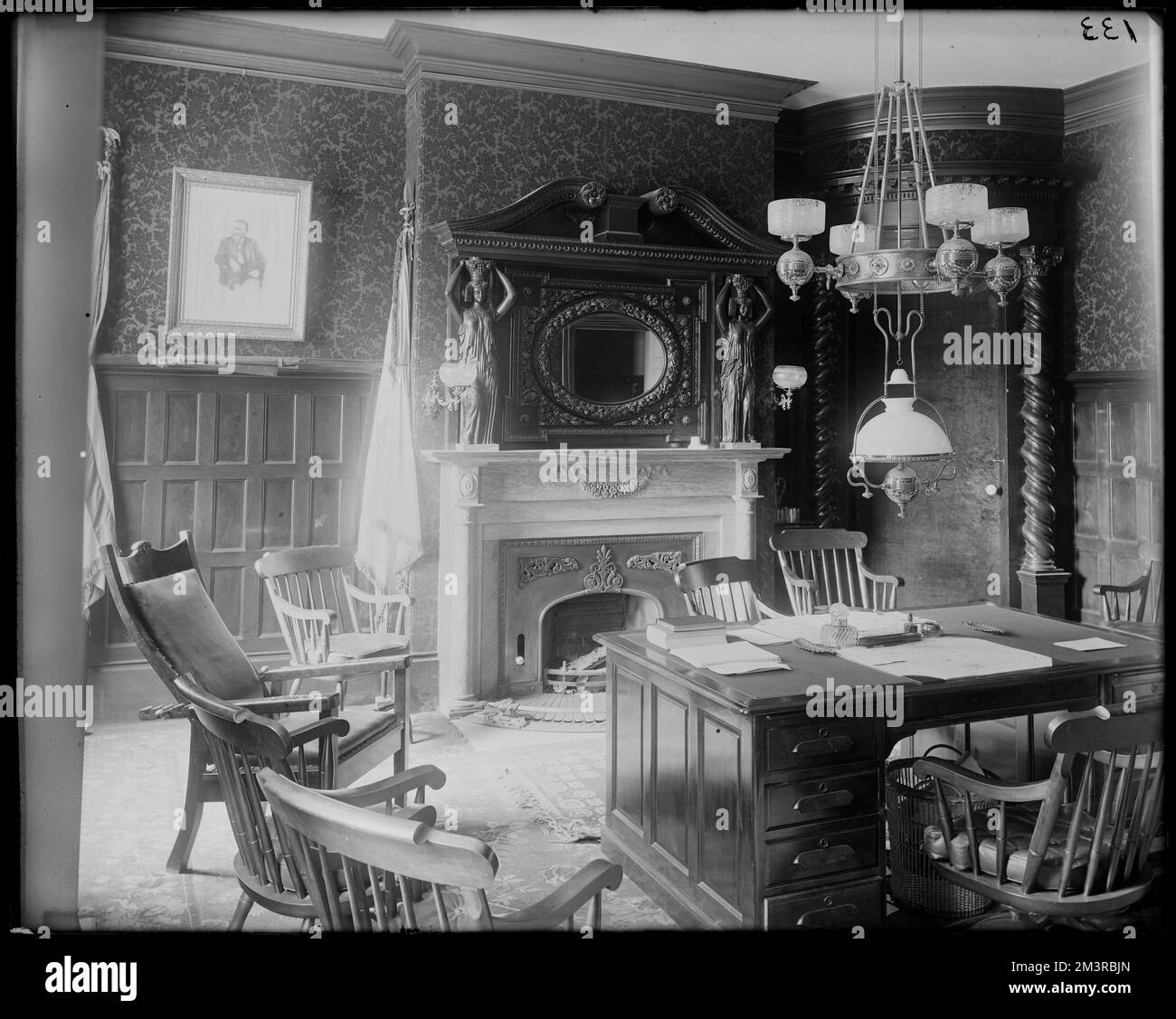 Salem, 136 Essex Street, interior, Cadet Armory, battalion headquarters ...