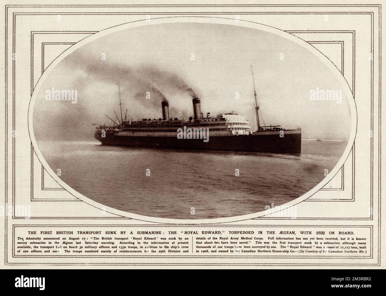 Royal Edward torpedoed August 1915 Stock Photo - Alamy