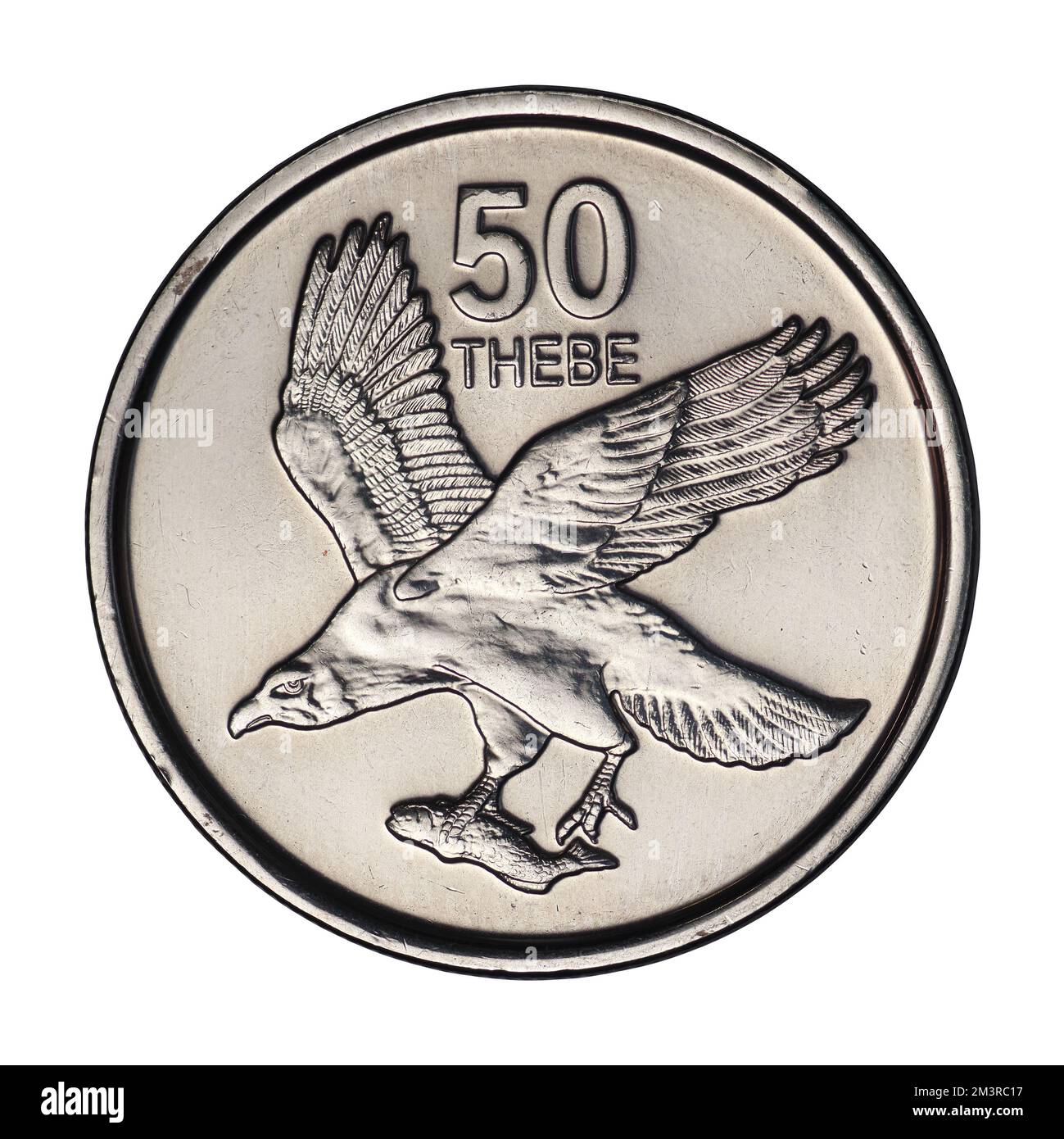 botswana fifty thebe on white background Stock Photo - Alamy
