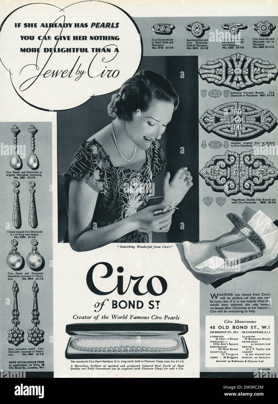 Advert for Ciro jewellery 1936 Stock Photo - Alamy