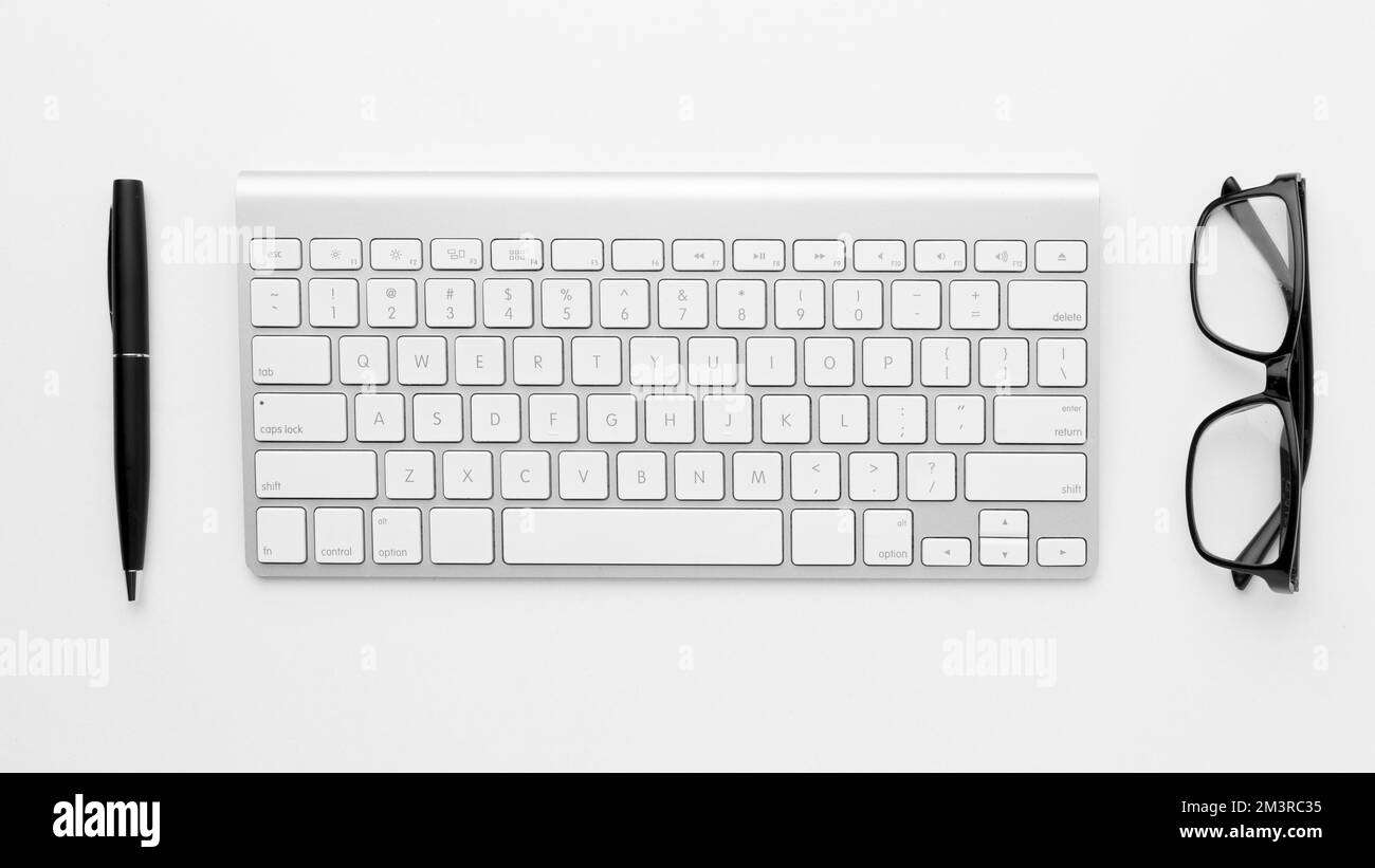 Top view arrangement with keyboard. Resolution and high quality ...