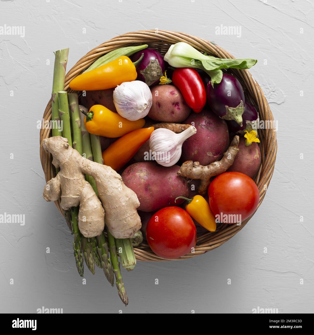 Top view basket with vegetables mix. Resolution and high quality ...